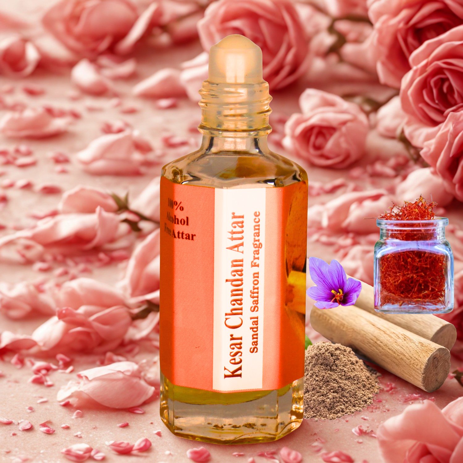 Kesar Chandan Attar – Pure Saffron & Sandalwood Blend, Long-Lasting ...